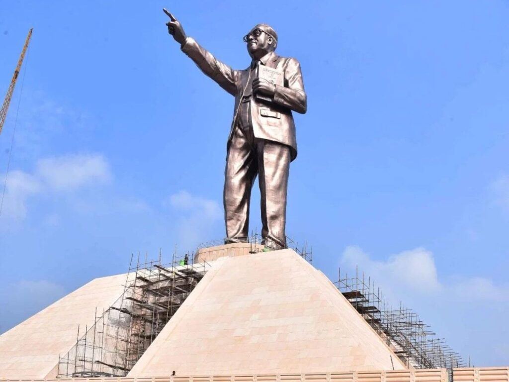Vijayawada Ambedkar Statue Pointing Finger Towards Capital Amaravati