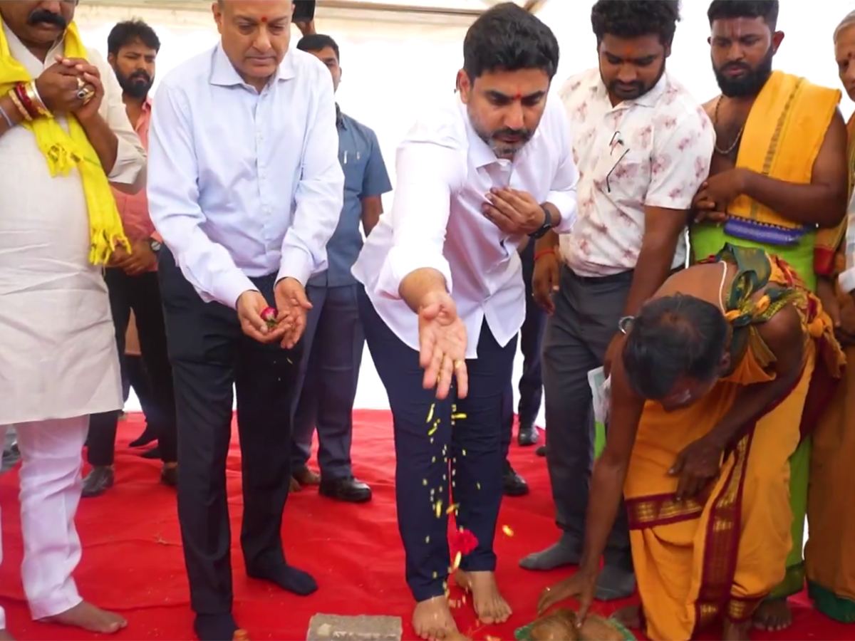Nara Lokesh Foundation Stone to ReNew Plant