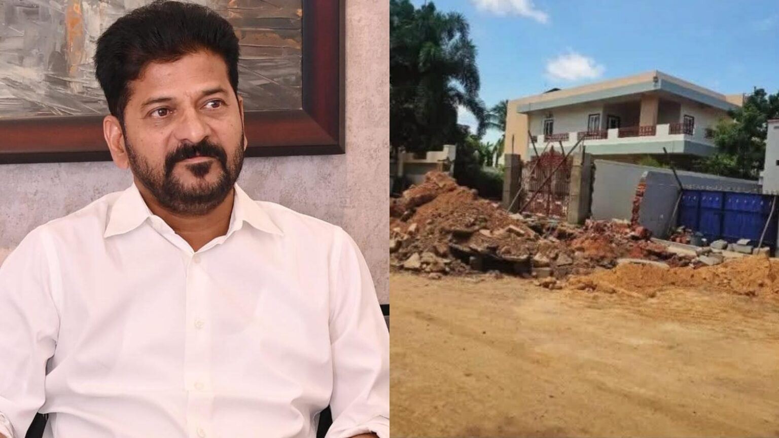 CM Revanth Reddy House Wall Razed for Road Widening
