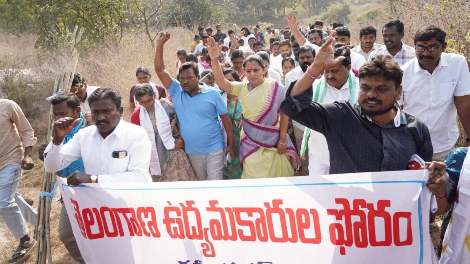 Kavitha Leads Bhoo Poratam Over Land Promise in Telangana